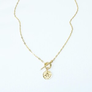 Gold Compass Necklace, Paperclip Chain Necklace With Toggle Closure ...