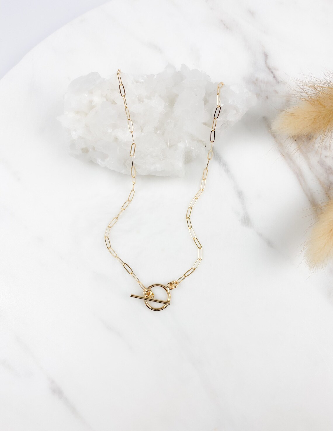 14k Gold Filled Paperclip Chain Necklace With Mini Toggle - Etsy