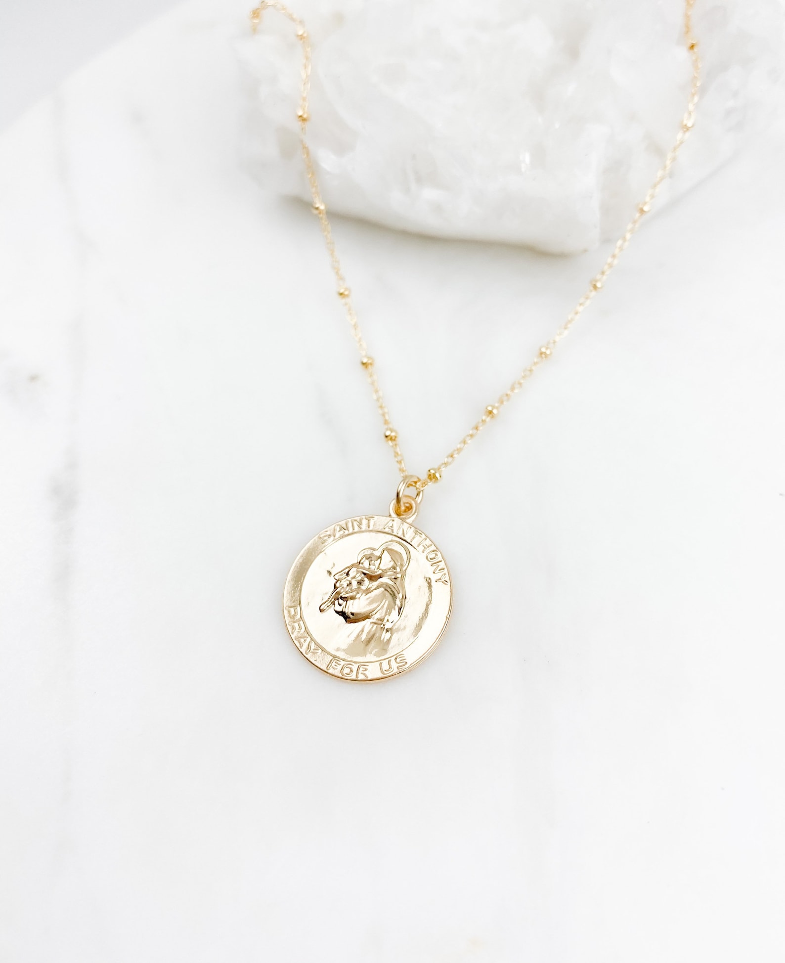 14k Gold Filled St Anthony Necklace, Gold Necklace, Coin Necklace ...