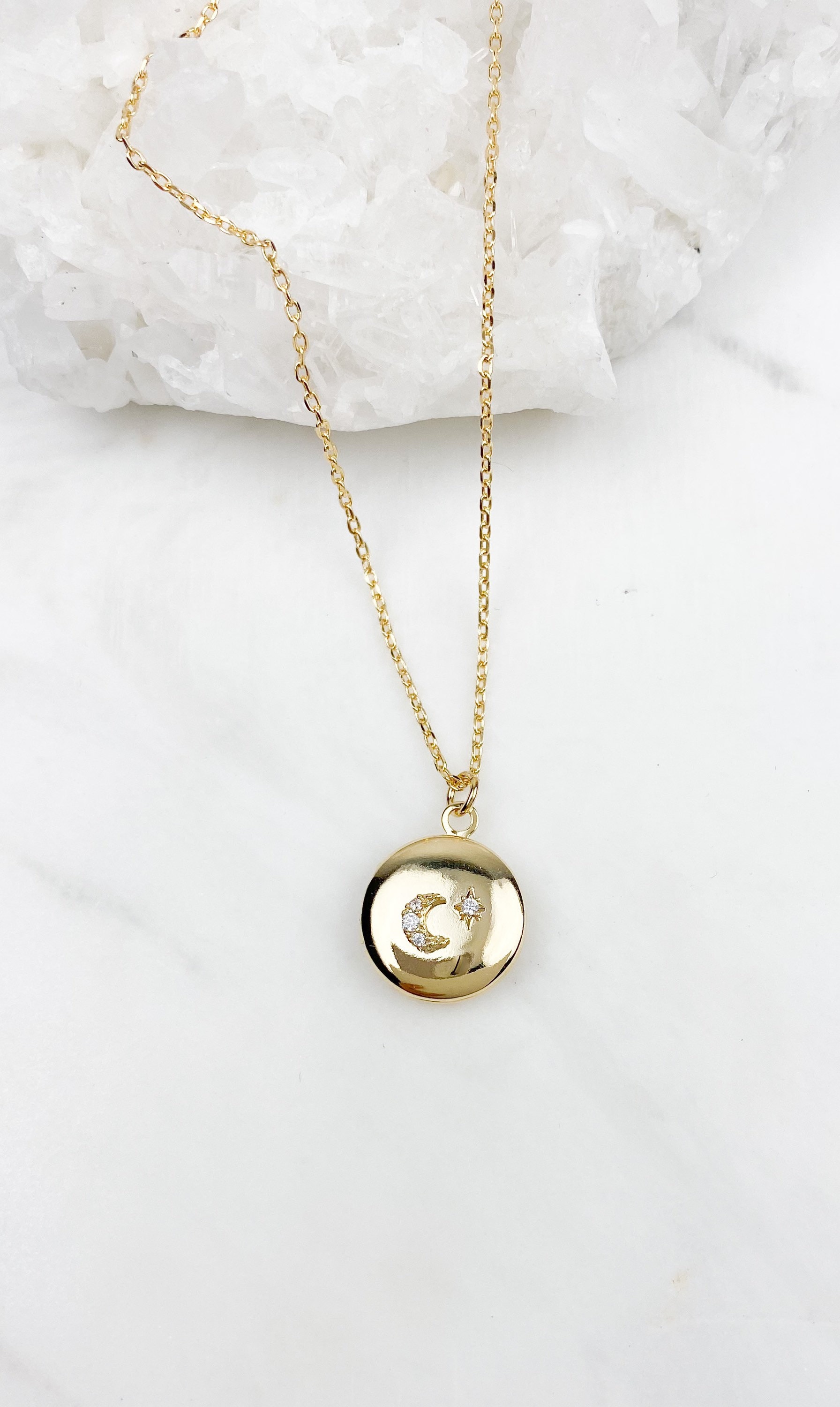 Locket Necklace Moon Locket Necklace Gifts for Her Birthday - Etsy