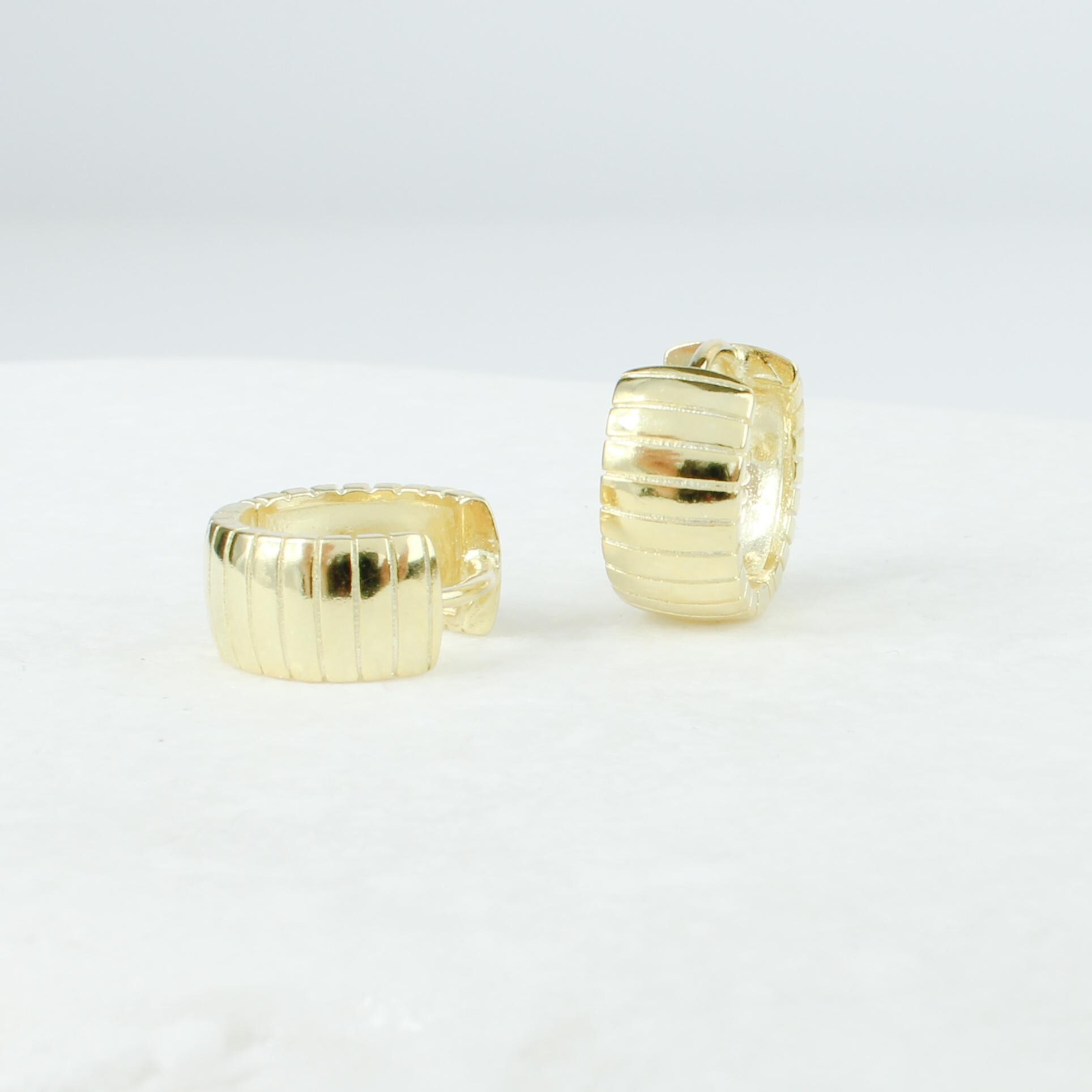 Gold Hoop Earrings, Wide Ribbed Gold Earrings, Dainty Jewelry Gifts for ...