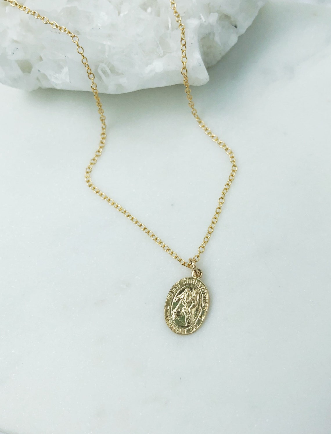 14K Gold Filled St Christopher Necklace Gold Filled Necklace - Etsy