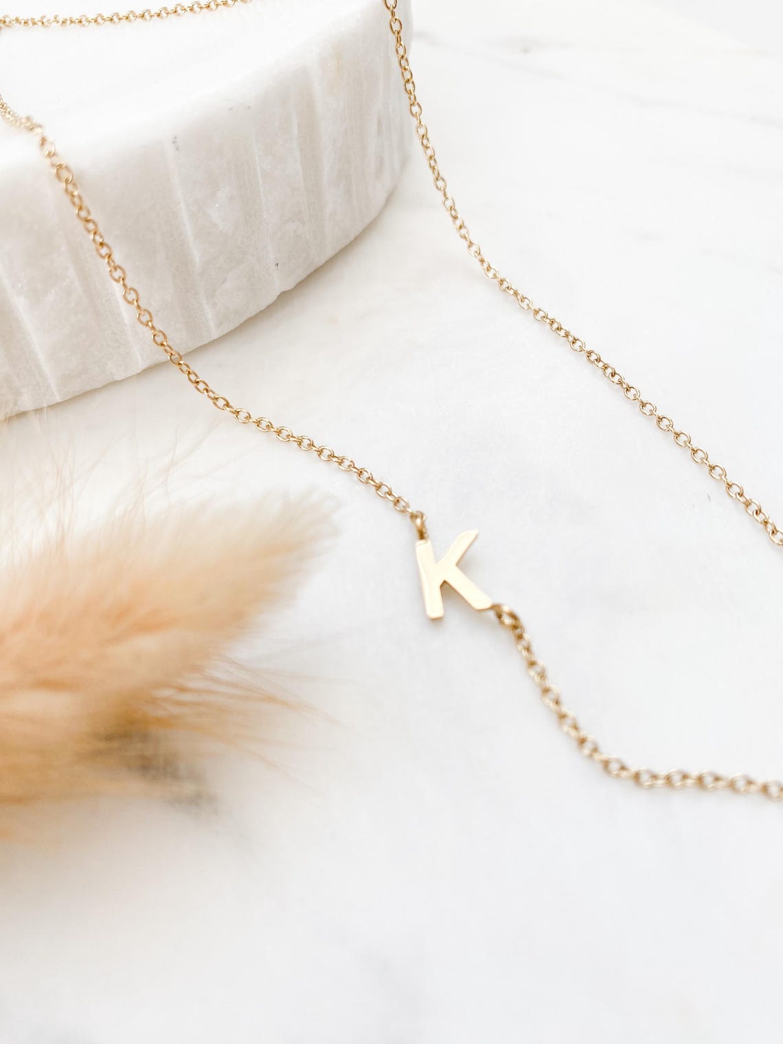 Sideways Initial Necklace, Waterproof Jewelry, Initial Necklace ...
