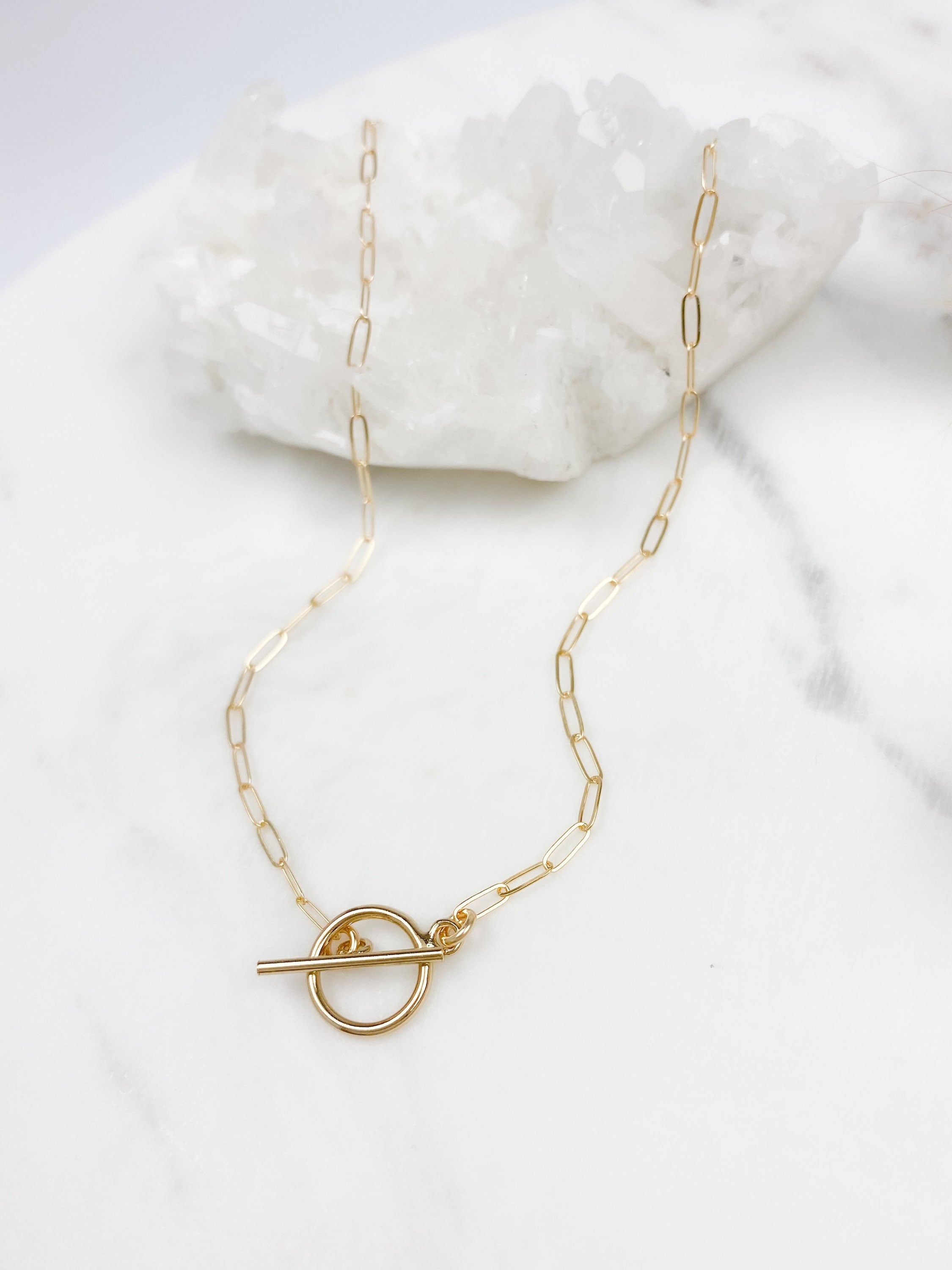 14k Gold Filled Paperclip Chain Necklace With Mini Toggle - Etsy