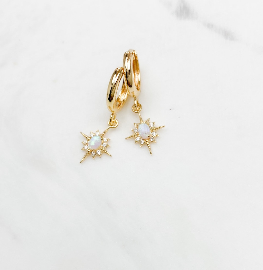 Opal Small Earrings, Celestial Earrings, Celestial Jewelry, Charm ...