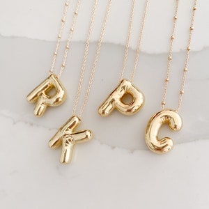 14k Gold Filled Necklace, Balloon Letter Necklace, Bubble Letter ...