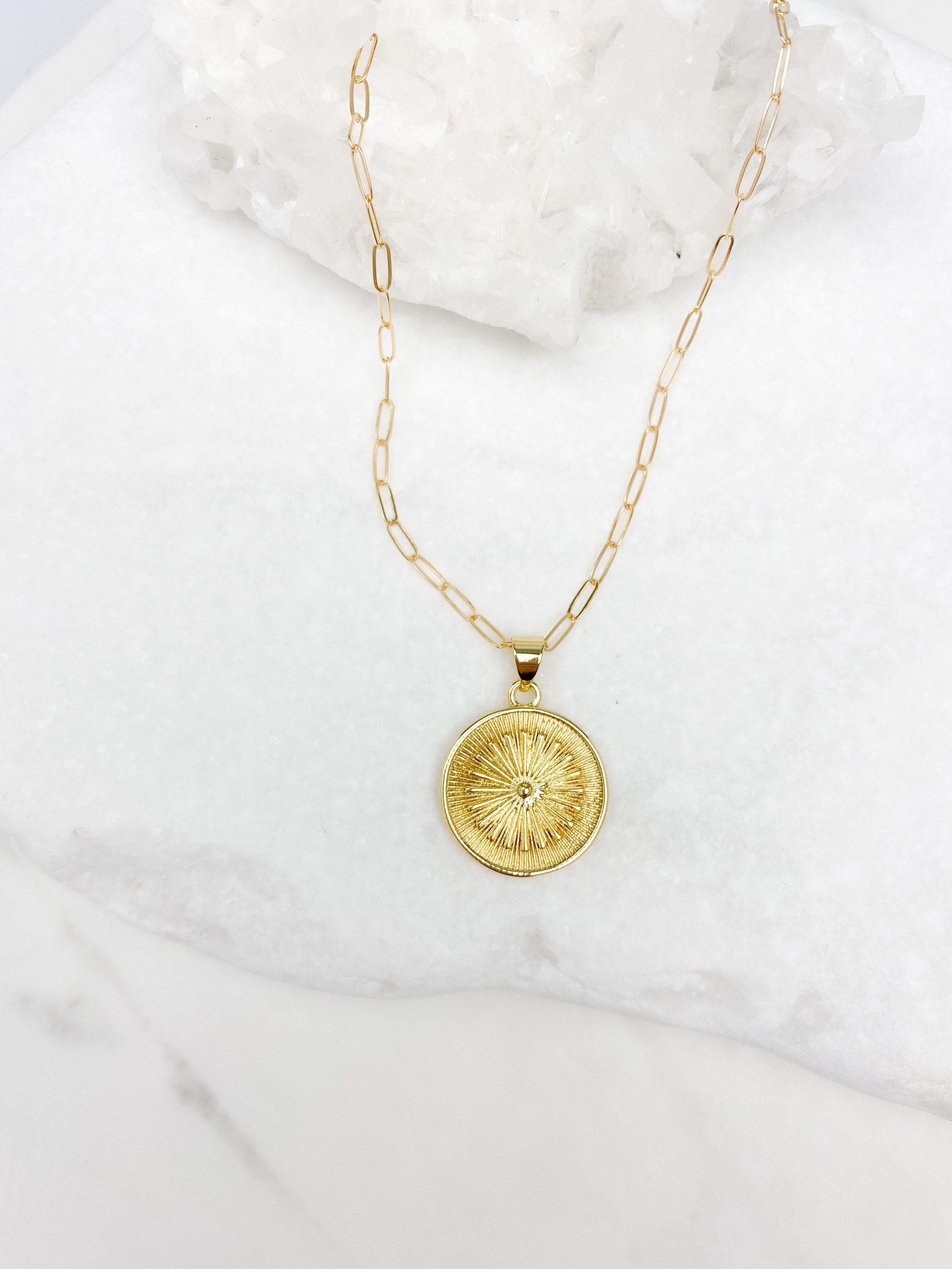 Gold Filled Necklace Gold Necklace Sunburst Necklace Sun - Etsy