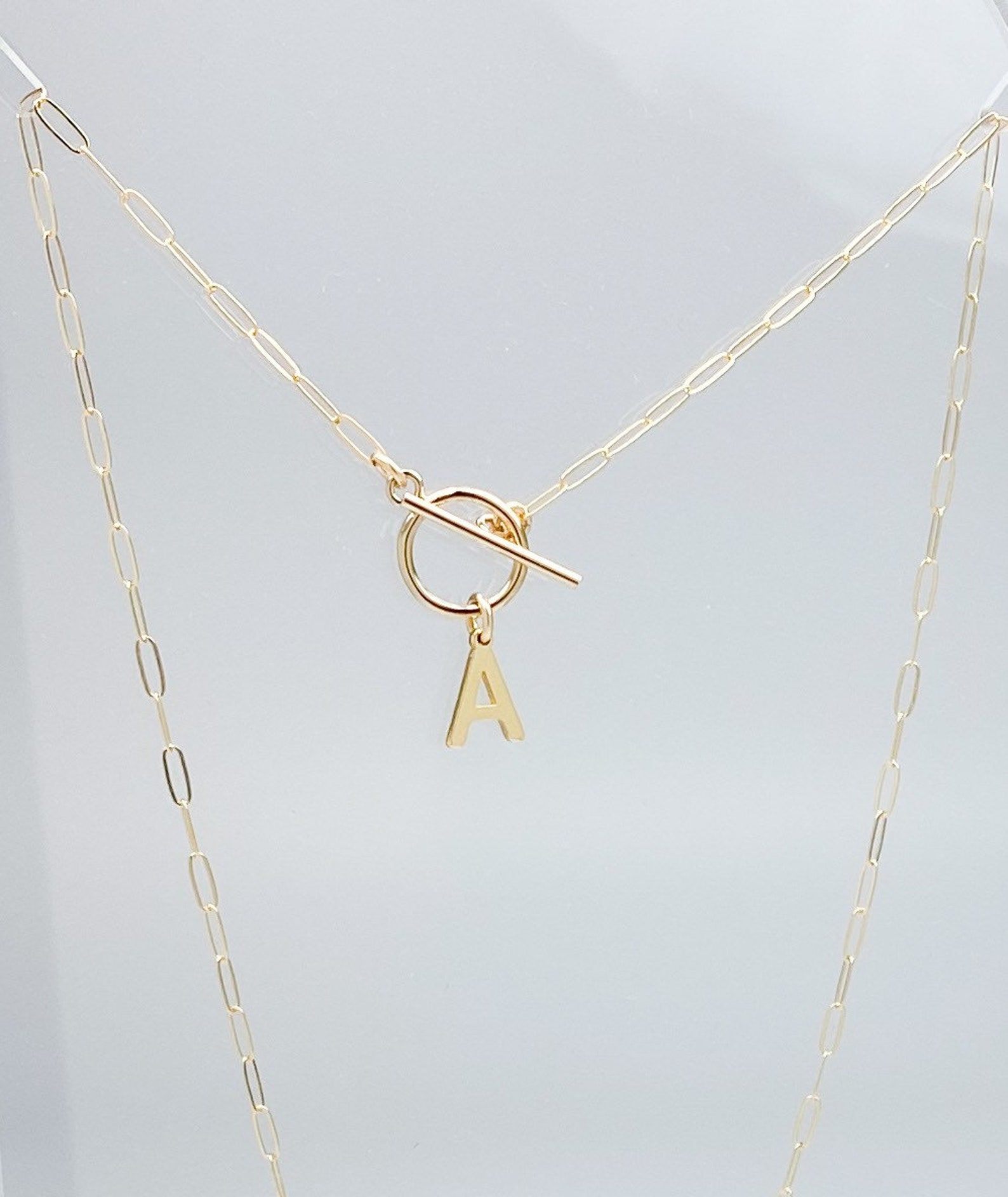 14k Gold Filled Paperclip Chain Necklace With Mini Toggle Closure, Gold ...