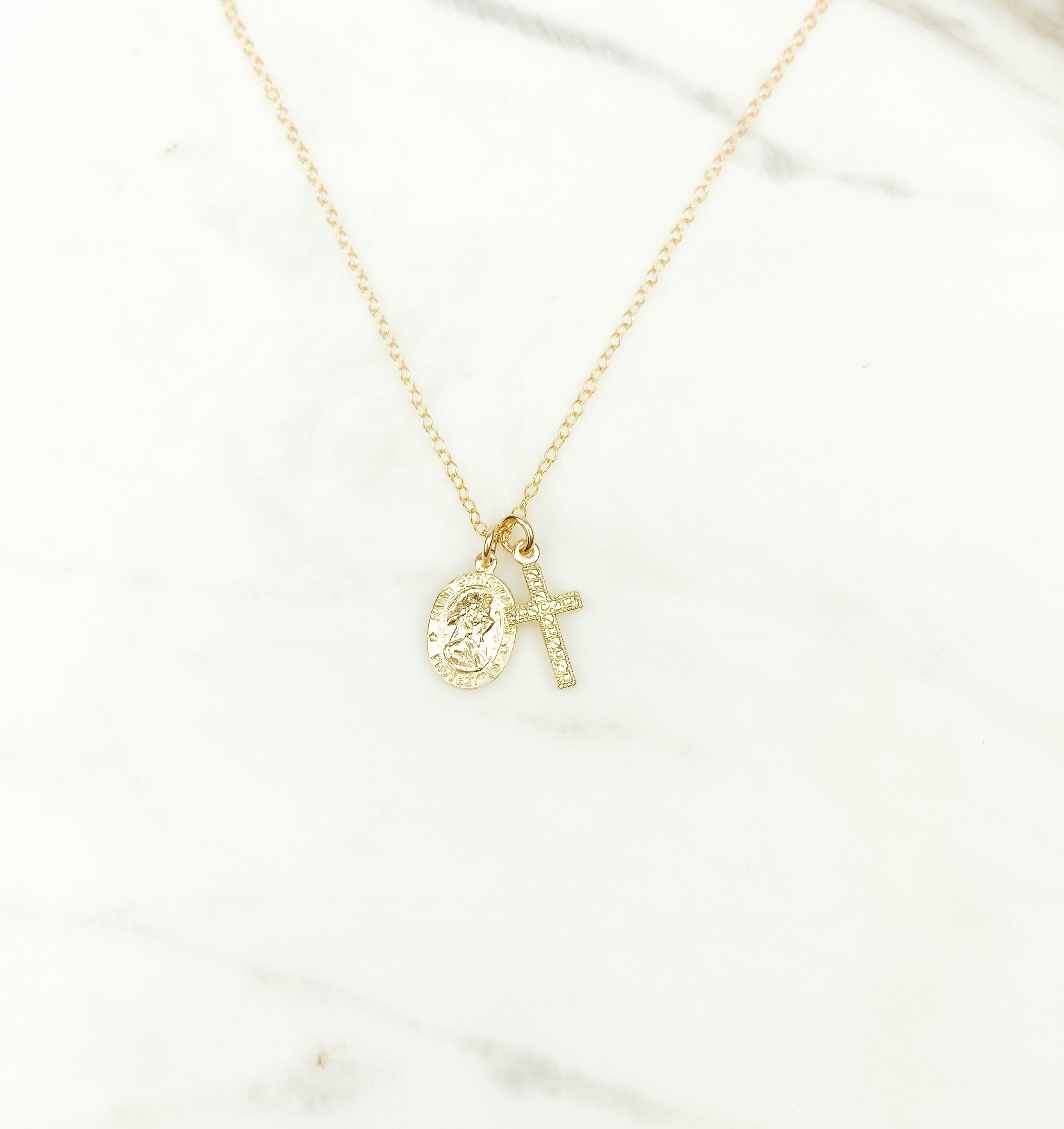 St Christopher Necklace, Cross Necklace, Filled Necklace, Necklaces for ...