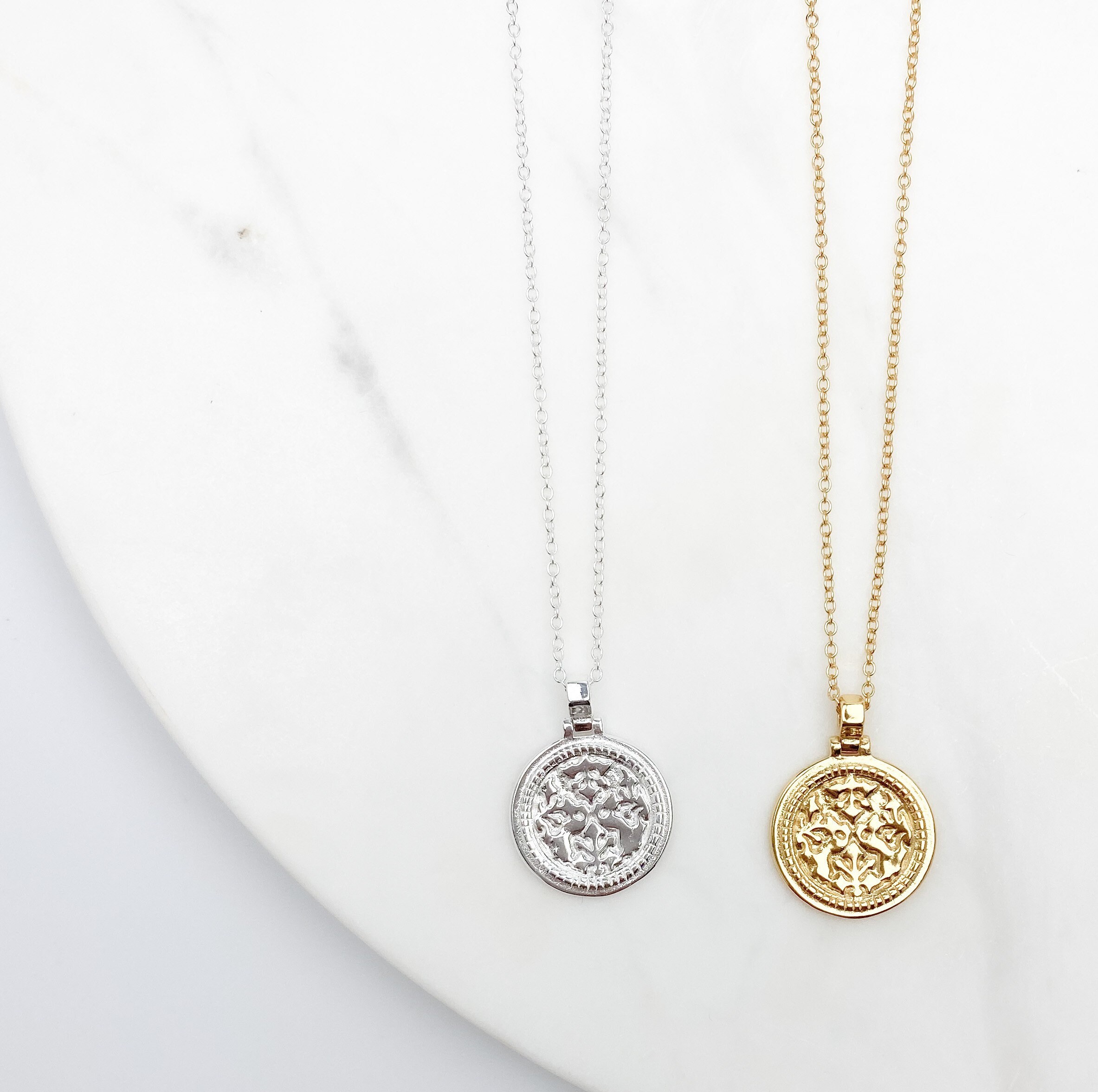 Small gold coin necklace store