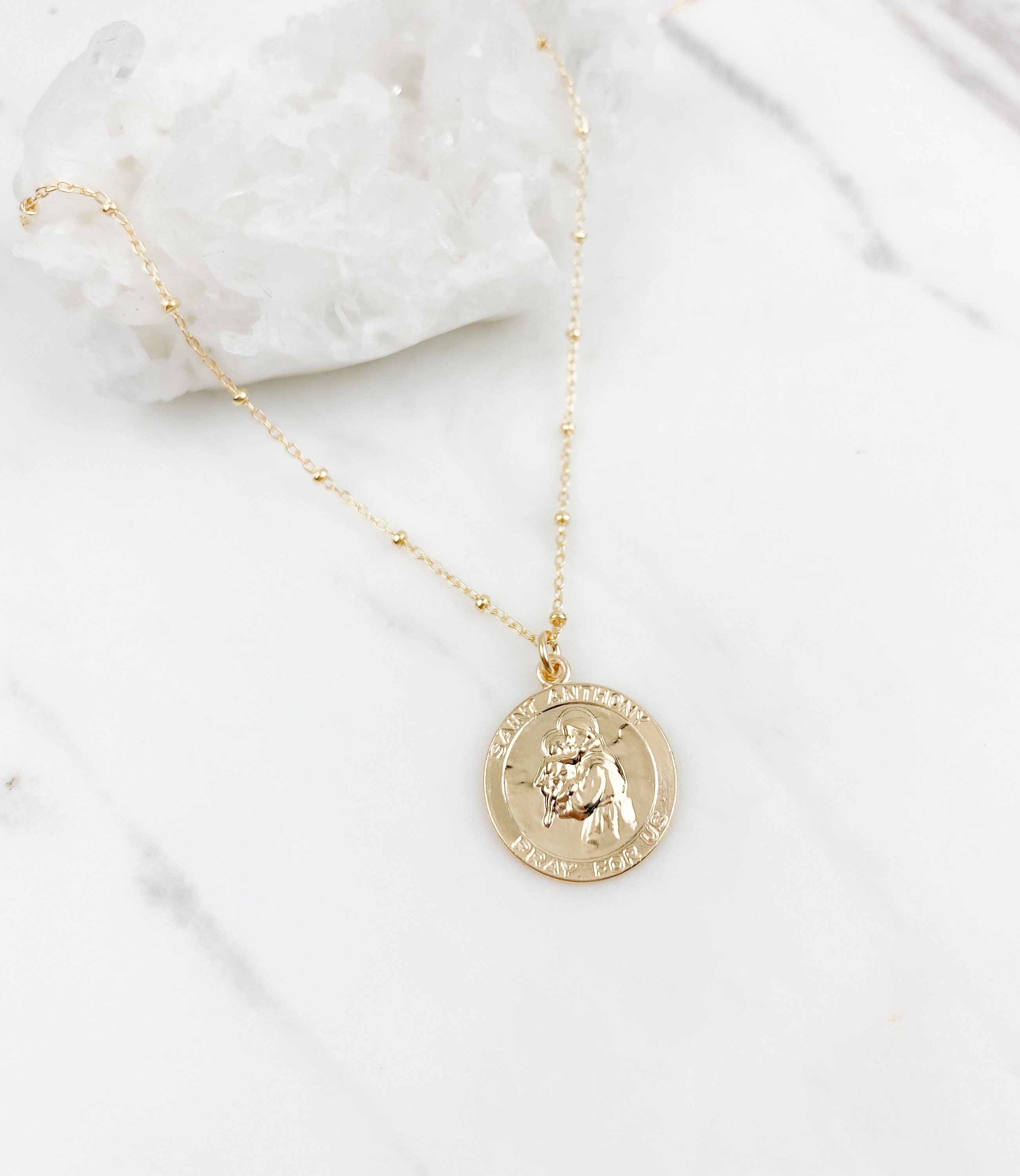 14k Gold Filled St Anthony Necklace Gold Necklace Coin - Etsy