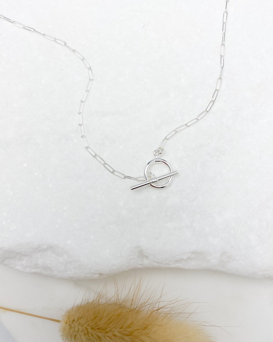 Sterling Silver Paperclip Chain Necklace With Mini Toggle - Etsy