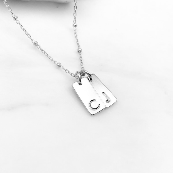 Silver Personalized Initial Tag Necklace - Etsy