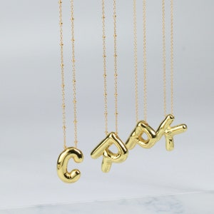 14k Gold Filled Necklace, Balloon Letter Necklace, Bubble Letter ...