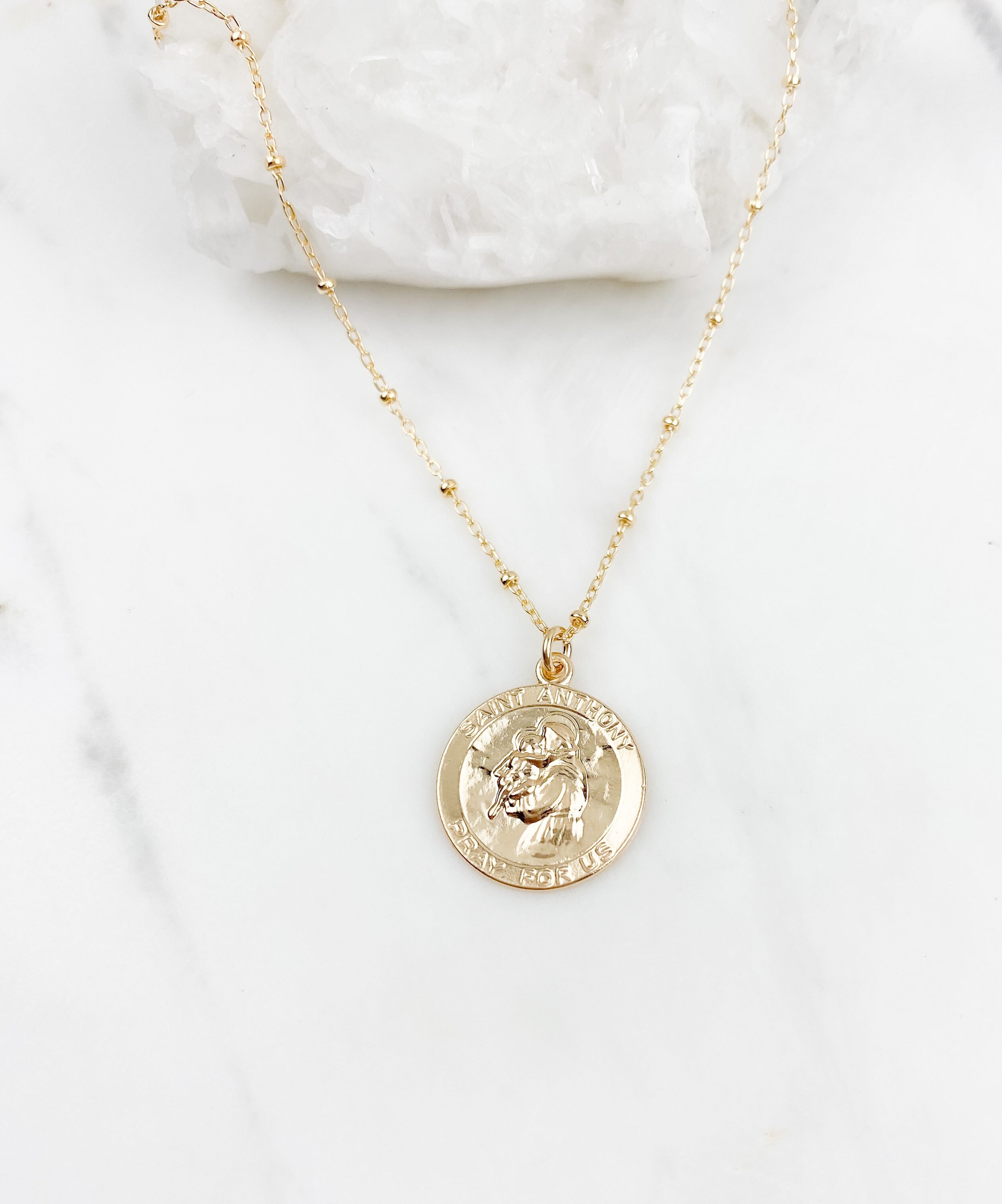 14k Gold Filled St Anthony Necklace, Gold Necklace, Coin Necklace ...