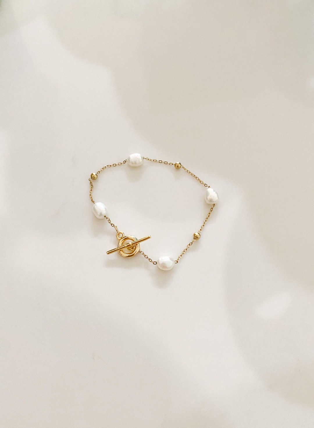 Pearl Bracelet Gold Bracelets Freshwater Pearl Toggle Bracelet Pearl Jewelry Silver Bracelet ...
