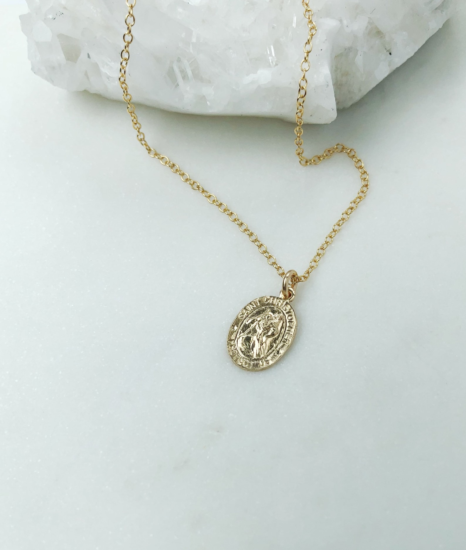 14K Gold Filled St Christopher Necklace, Gold Filled Necklace ...