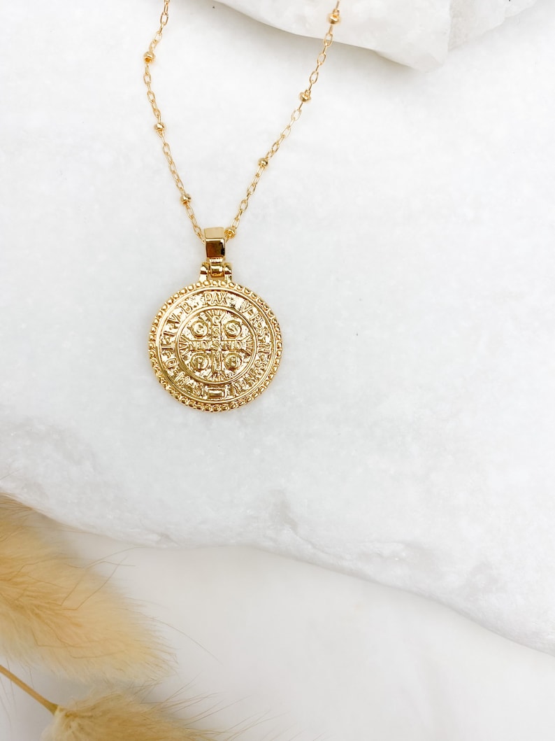 Gold Filled St Benedict Necklace Women Cross Necklace Gold - Etsy