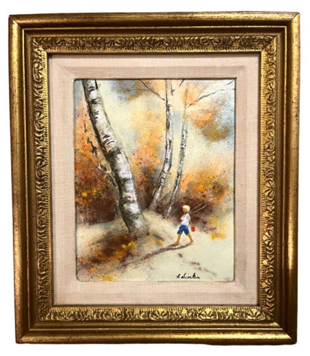 Vintage Signed Carol Simkin Enamel on Copper Impressionist Painting ...