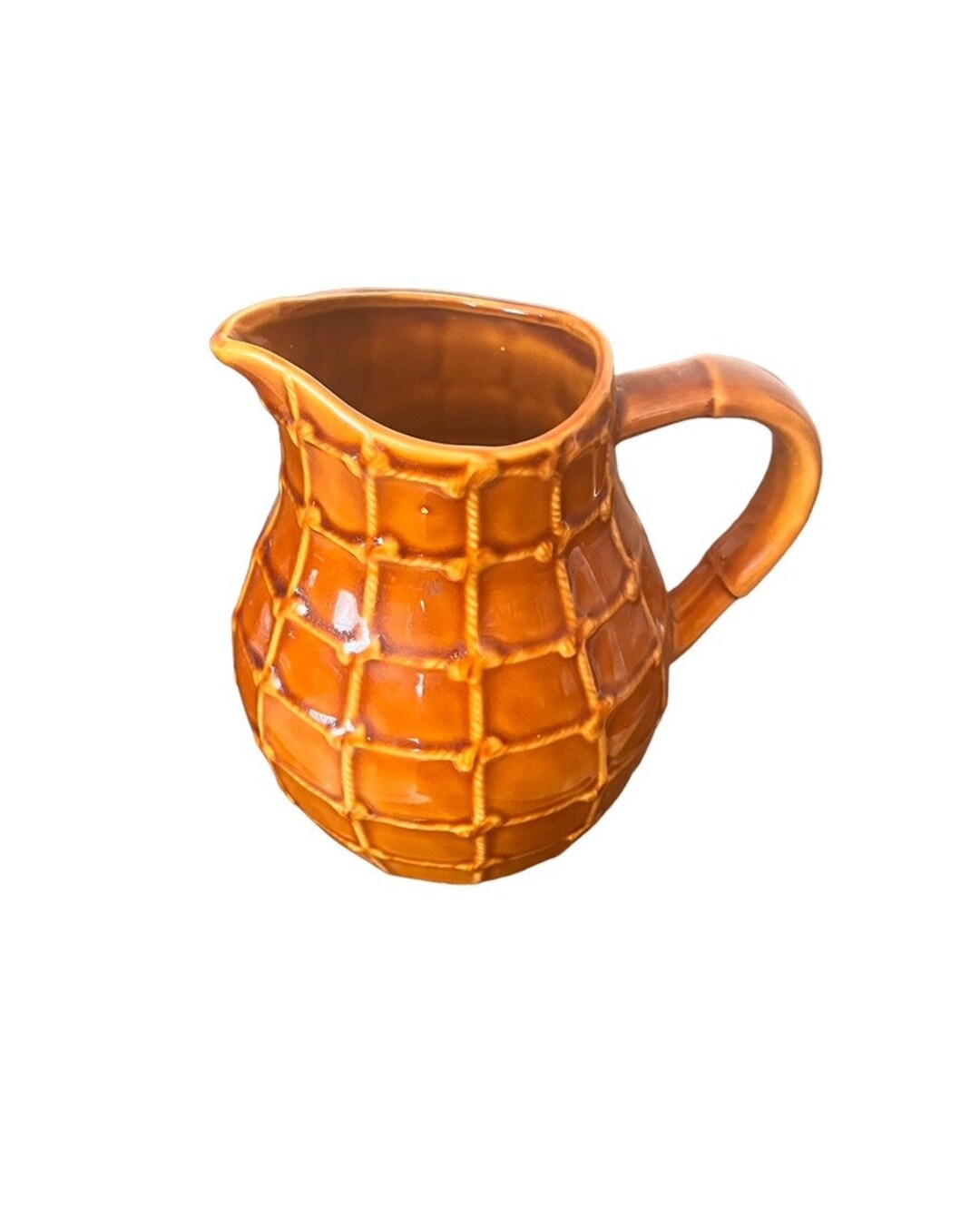 Vintage '50s St. Clement Brown Pitcher With Rope Knot Detail, Made in ...