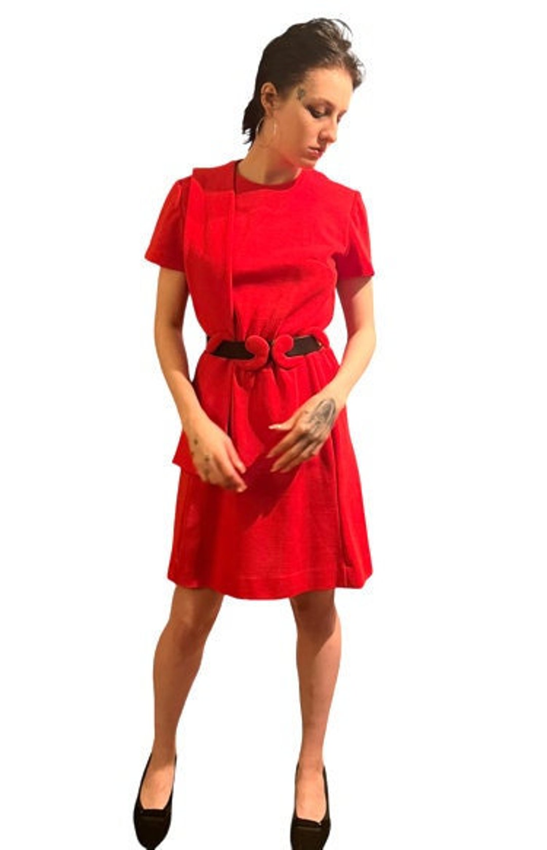 Vintage '70s Red Statement Dress With Great Belt, Size 12, by Andrea ...