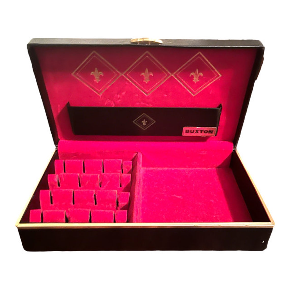 Vintage '60s Black Buxton Men's Valet Jewelry Box With | Etsy