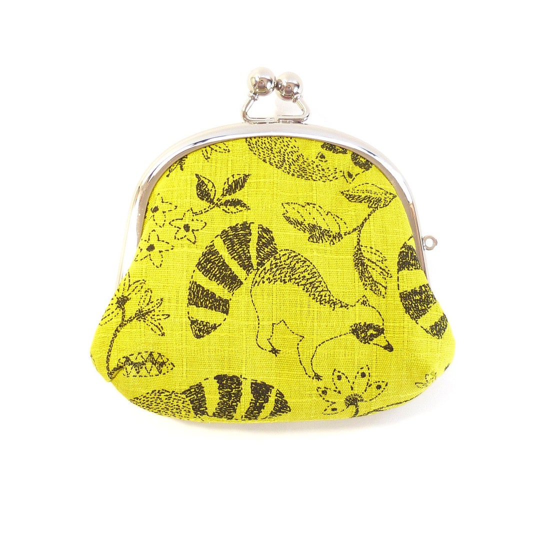 Fluffy Raccoon, Small Size Metal Frame Wallet, Double Kiss Lock Wallet ...