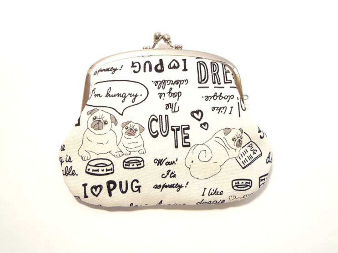 Cute Pug Dog, Metal Frame Wallet, Double Kiss Lock Wallet, Purse - Etsy