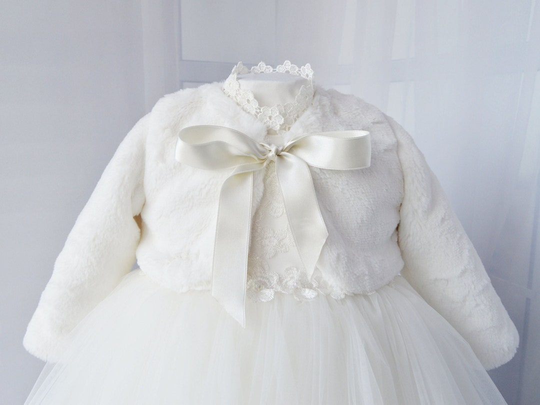 Baby Girl Faux Fur Coat off White Ivory Toddler Fur Bolero Baby Girl ...