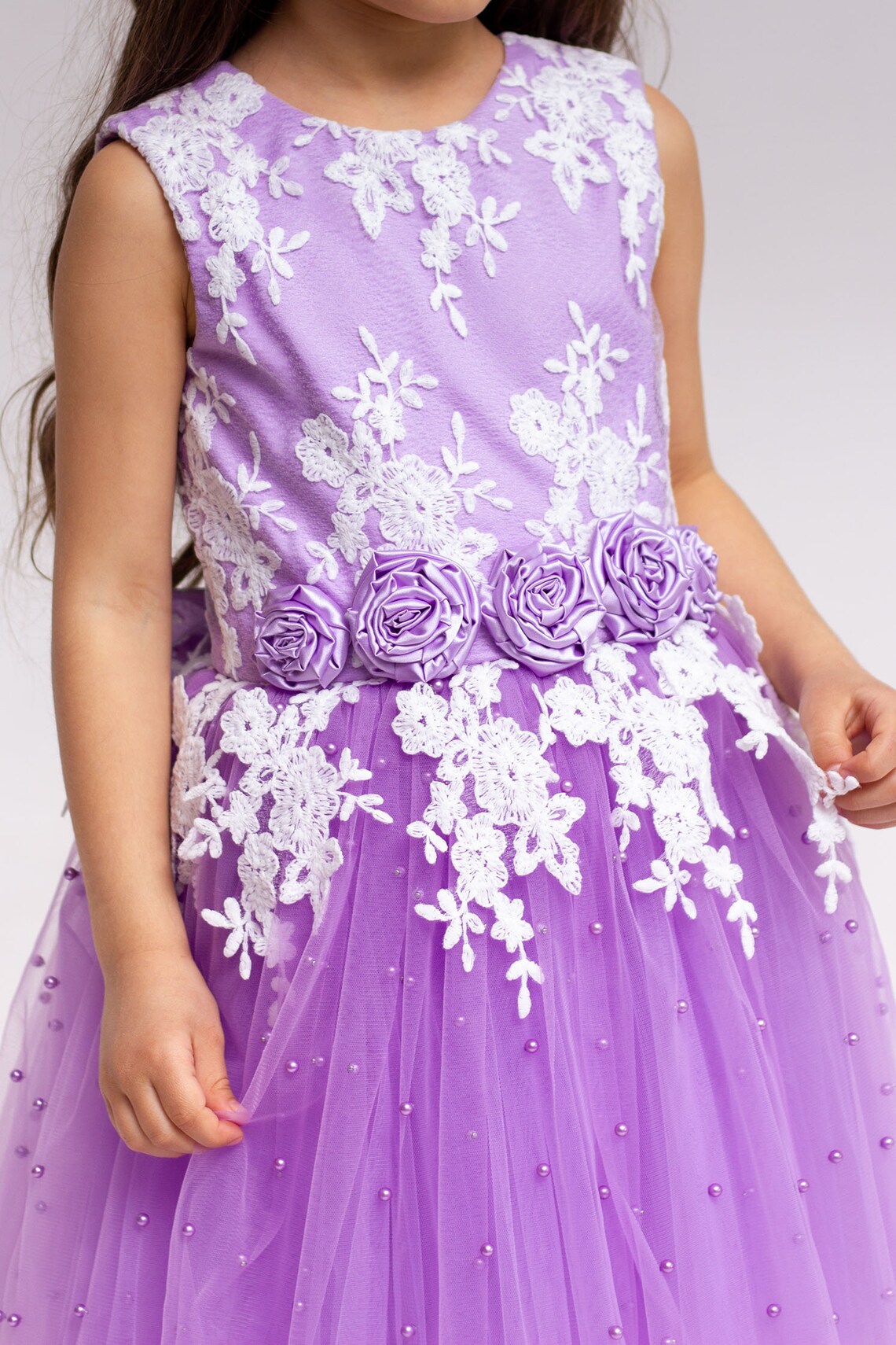 Lilac Flower Girl Dress Lavender White Lace Flower Girl Dress Etsy