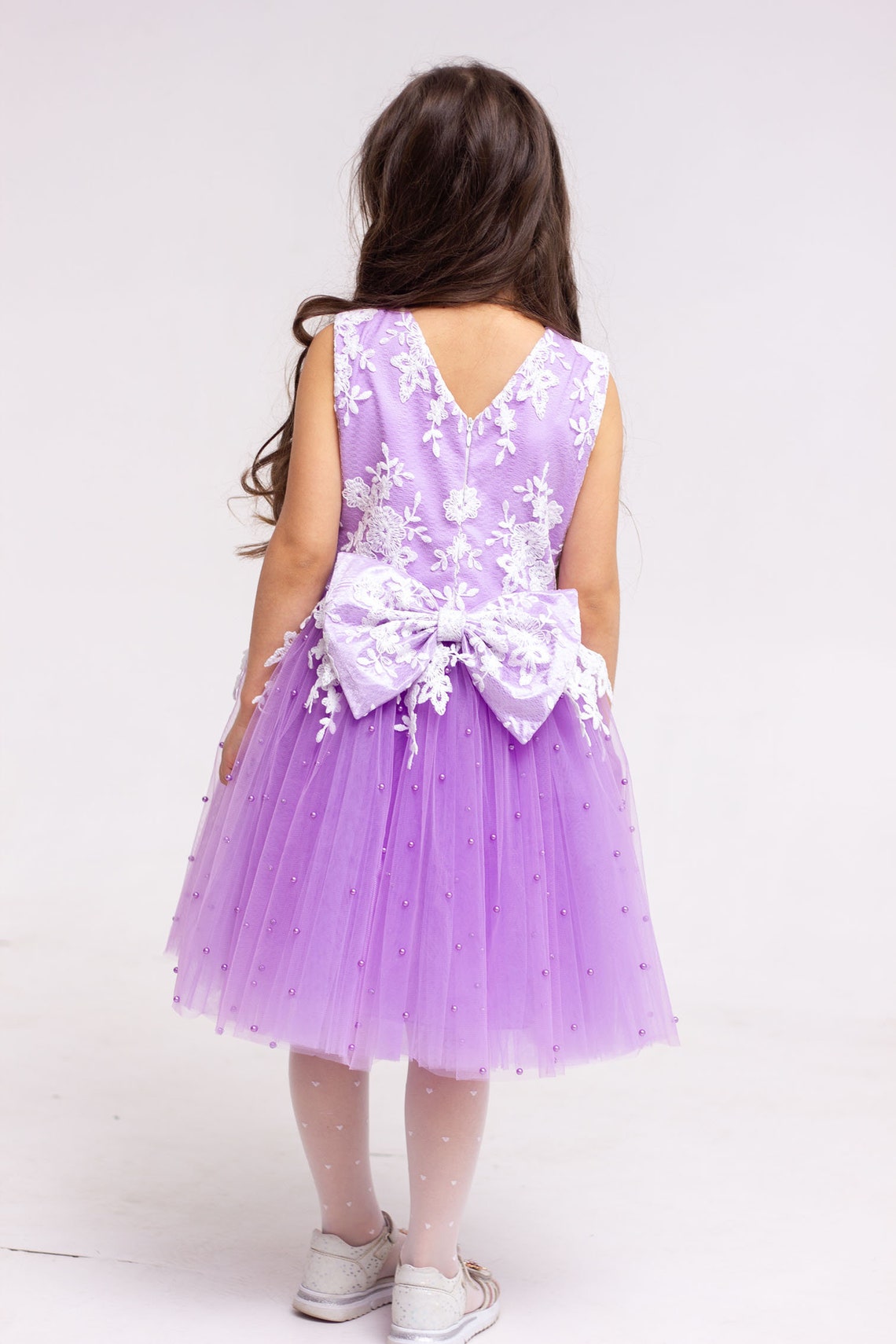 Lilac Flower Girl Dress Lavender White Lace Flower Girl Dress Etsy