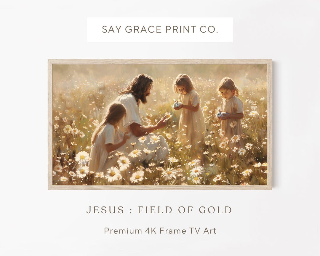 Jesus Christ 'field of Gold' Frame TV Art: Jesus With Children (digital ...