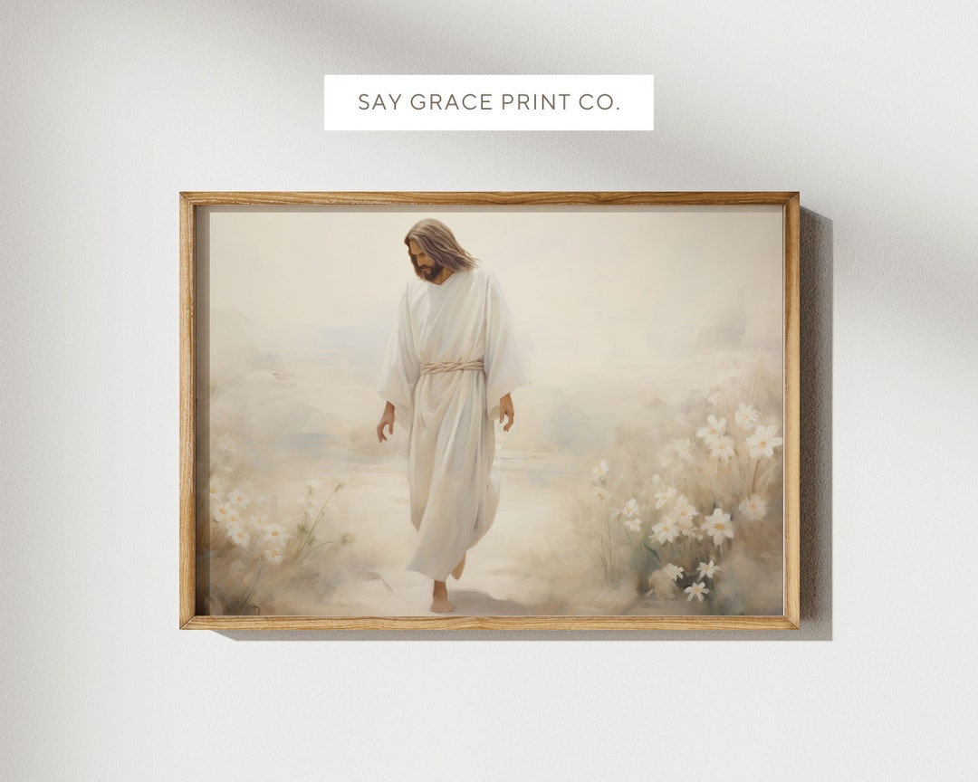 Vintage Jesus Christ Portrait: Neutral Art. Path of Faith Art ...