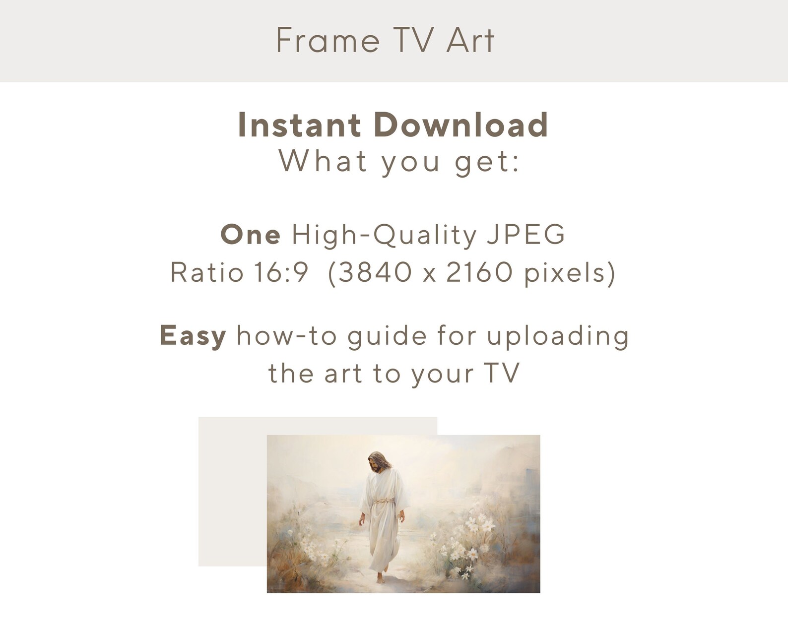 Jesus Christ Frame TV Art: Path of Faith. Neutral Art (digital Download ...