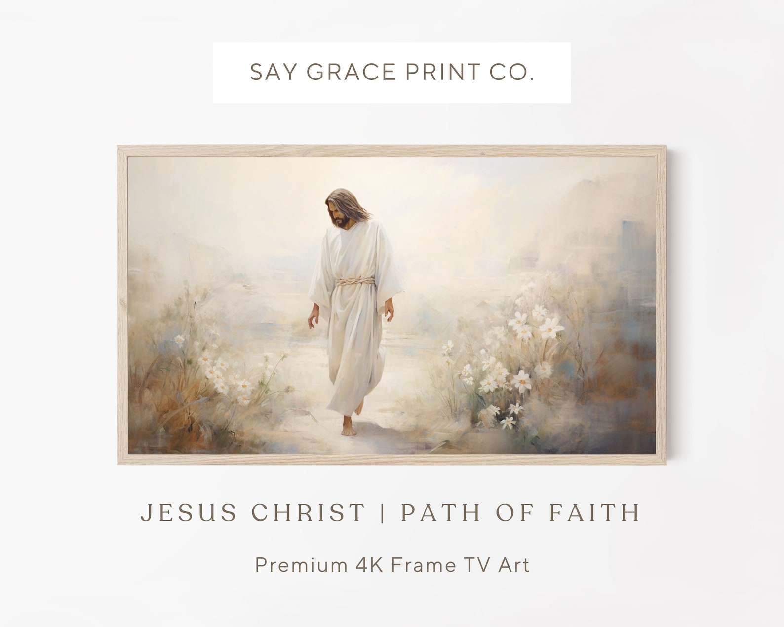 Jesus Christ Frame TV Art: Path of Faith. Neutral Art (digital Download ...