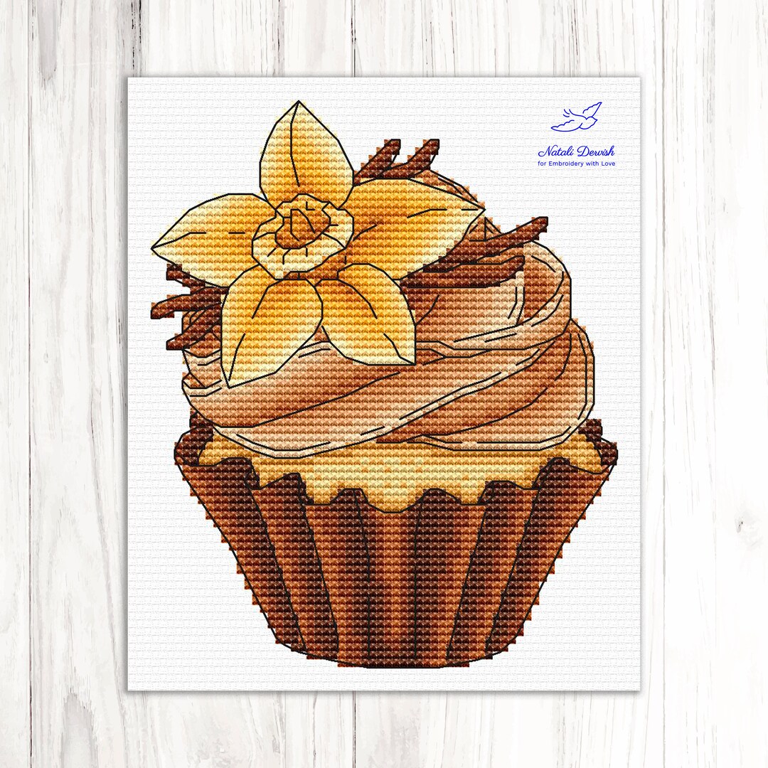 Vanilla Cupcake Cross Stitch Pattern PDF, Vanilla Cross Stitch, Food ...
