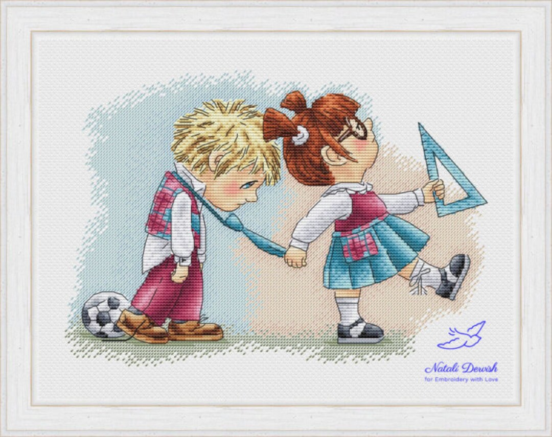 School Cross Stitch Pattern, Children Embroidery Design (PDF) - Etsy