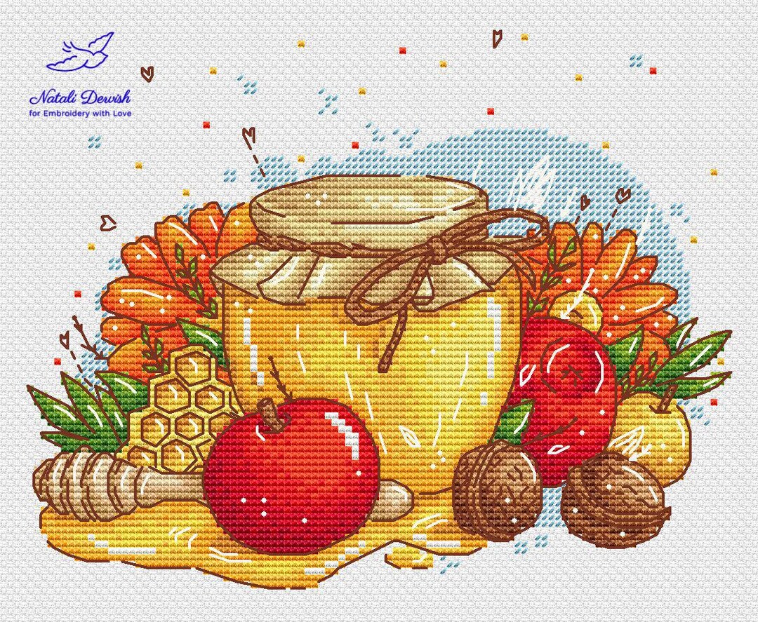 Honey Cross Stitch Pattern PDF Instant Download Apple Cross Stitch ...