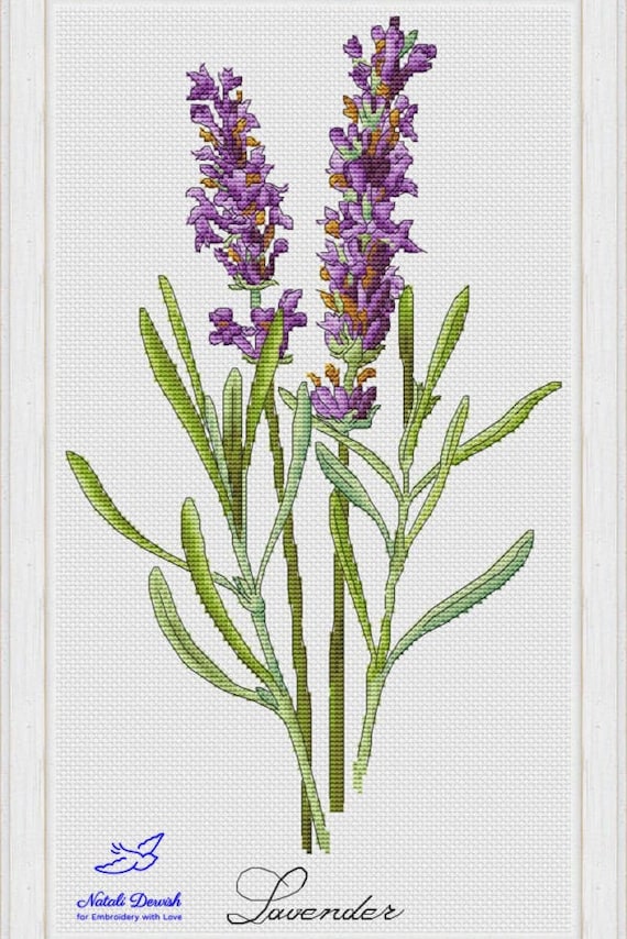 Lavender Cross Stitch Pattern PDF Instant Download Botanical - Etsy