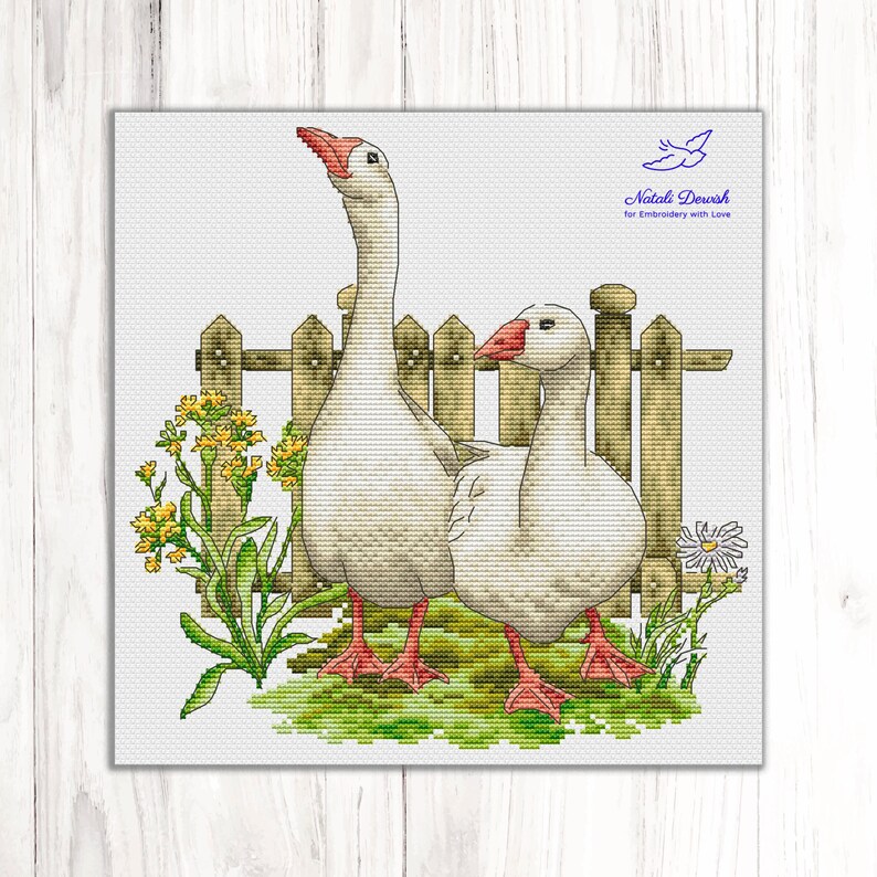 Geese Cross Stitch Pattern: Village Scene (PDF Download) - Etsy