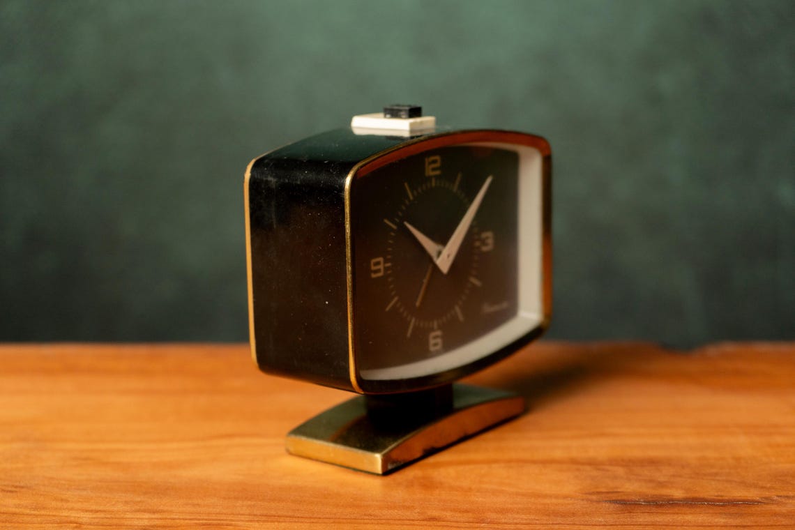 Mid Century Foreign Timemaster Table Clock / Mechanical Clock / Alarm ...