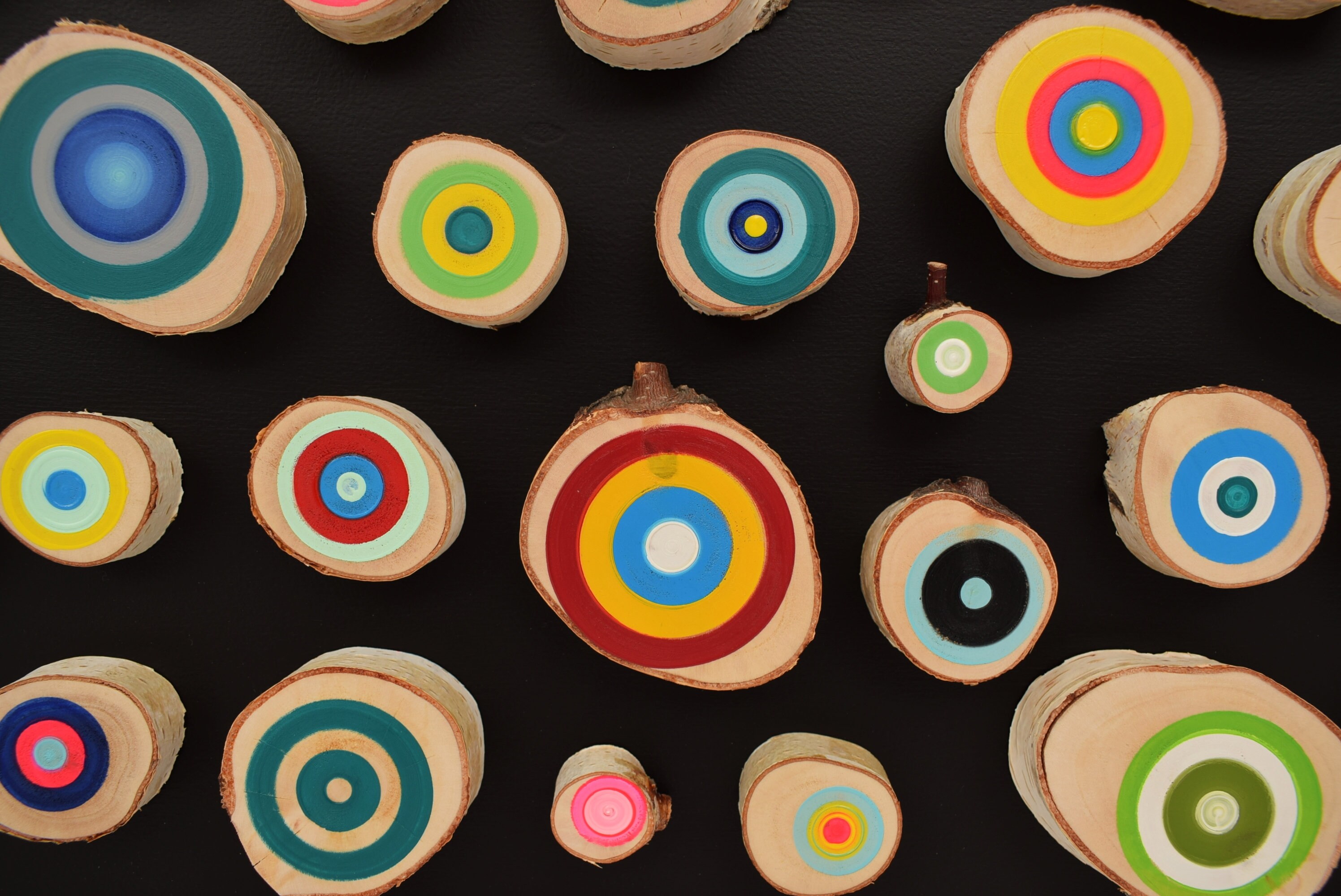 Wood Wall Art Tree Slices Reclaimed Wood Psychedelic Paint - Etsy