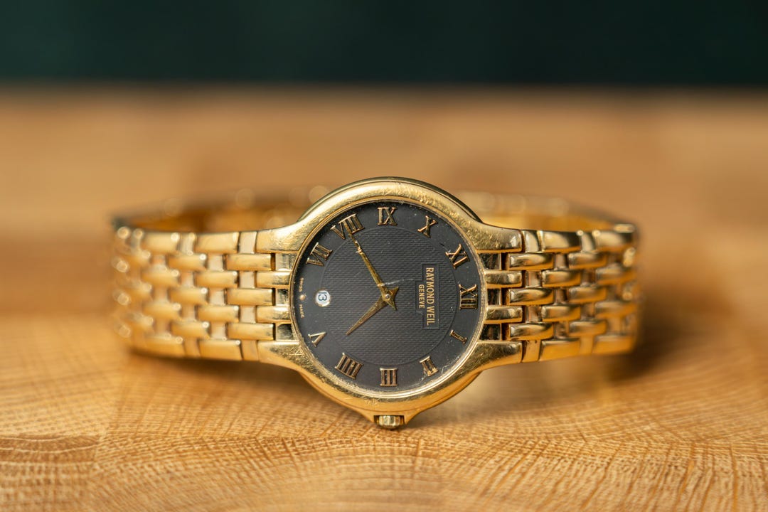 Vintage Raymond Weil Geneve Women's Watch: 18K Gold Plated Swiss Quartz ...