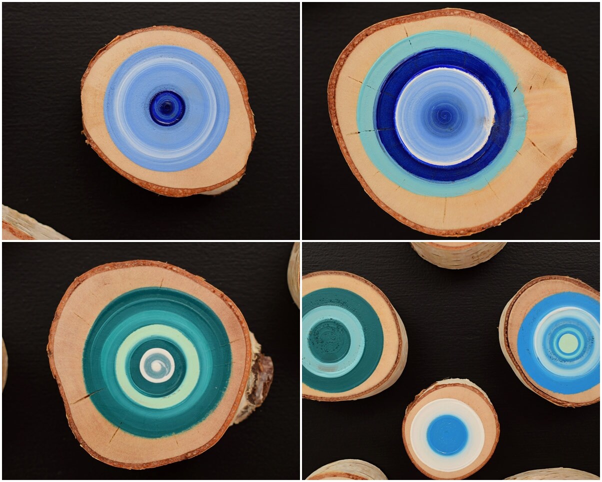 Wood Wall Art Tree Slices Reclaimed Wood Psychedelic Paint - Etsy