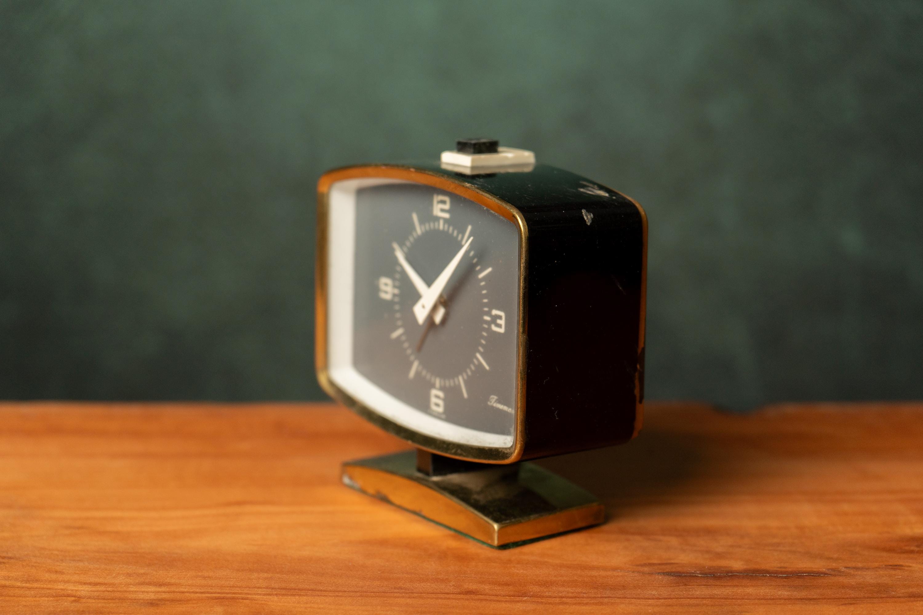 Mid Century Foreign Timemaster Table Clock / Mechanical Clock / Alarm ...