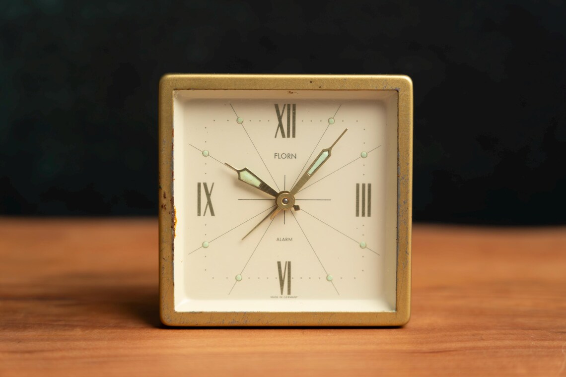 Vintage FLORN Clock / Mechanical Clock / Alarm / Office Decor / Wind-up ...