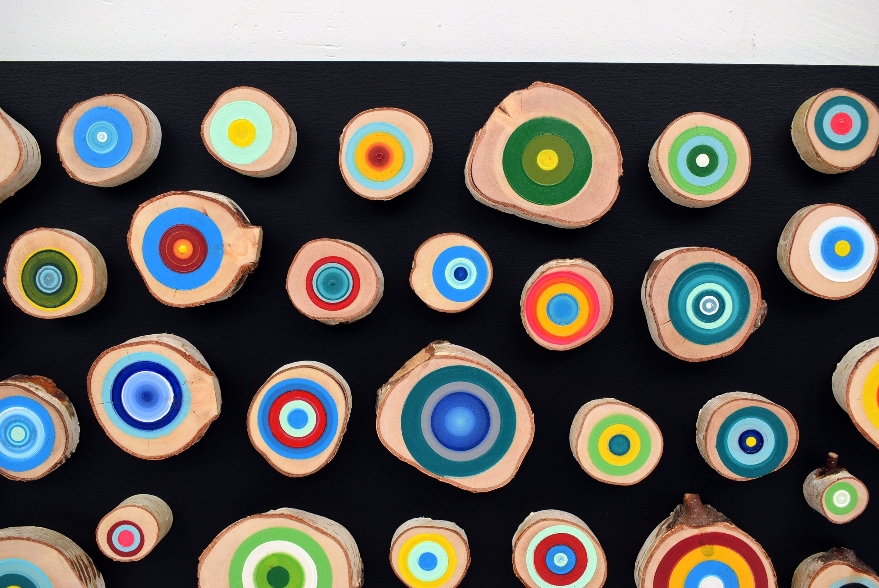 Wood Wall Art Tree Slices Reclaimed Wood Psychedelic Paint - Etsy