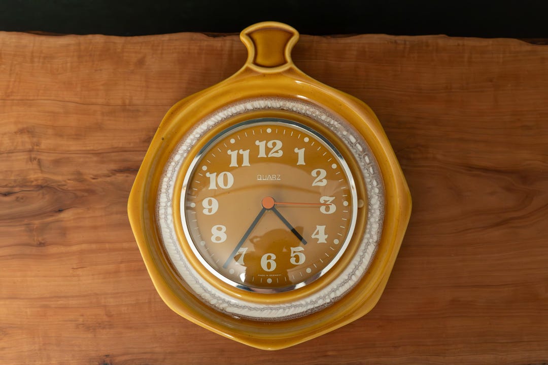 Vintage Mustard Fat Lava Wall Clock / Ceramic Quartz Clock / Germany ...