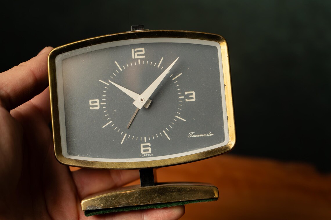 Mid Century Foreign Timemaster Table Clock / Mechanical Clock / Alarm ...