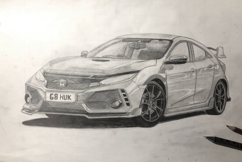 Custom Car Portrait, Pencil Drawing, Car Lovers Gift, Hand Drawn ...